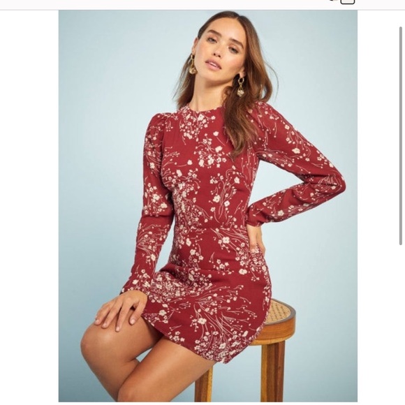 Reformation | Dresses | Reformation Red Romee Mini Dress Bryce Floral ...